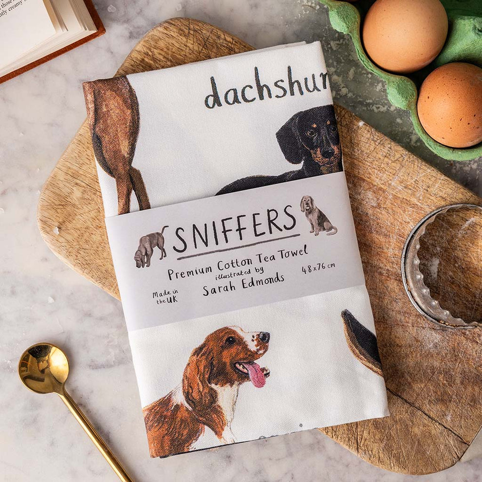 Sniffers Cotton Tea Towel – Sarah Edmonds Illustration